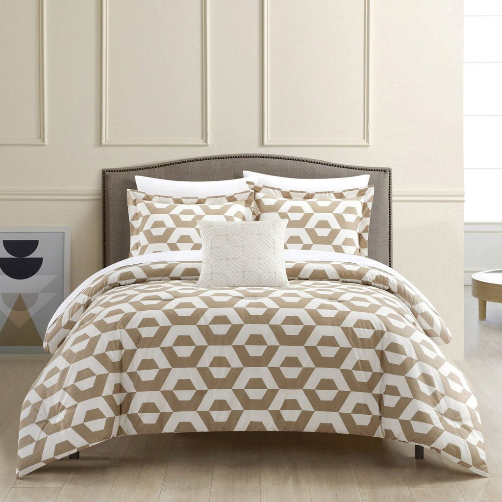 Chic Home Miles 4 Piece Geometric Pattern Print Comforter Set Bedding ...