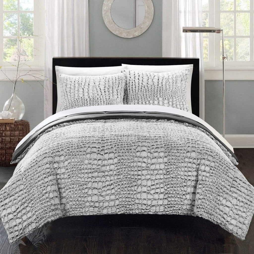 Chic Home Alligator 3 Piece Alligator Skin Faux Fur Comforter Set ...