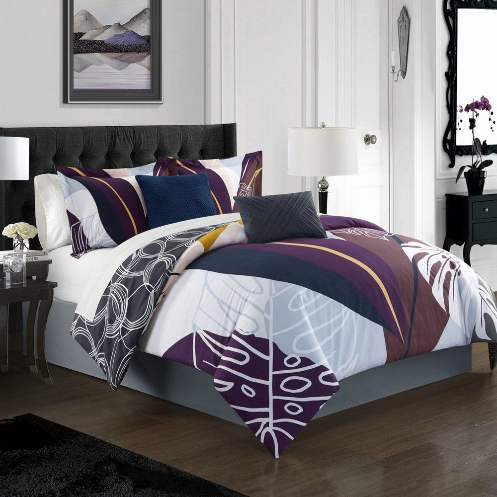 Chic Home Anaea 9 Piece Printed Abstract Comforter Set Bedding