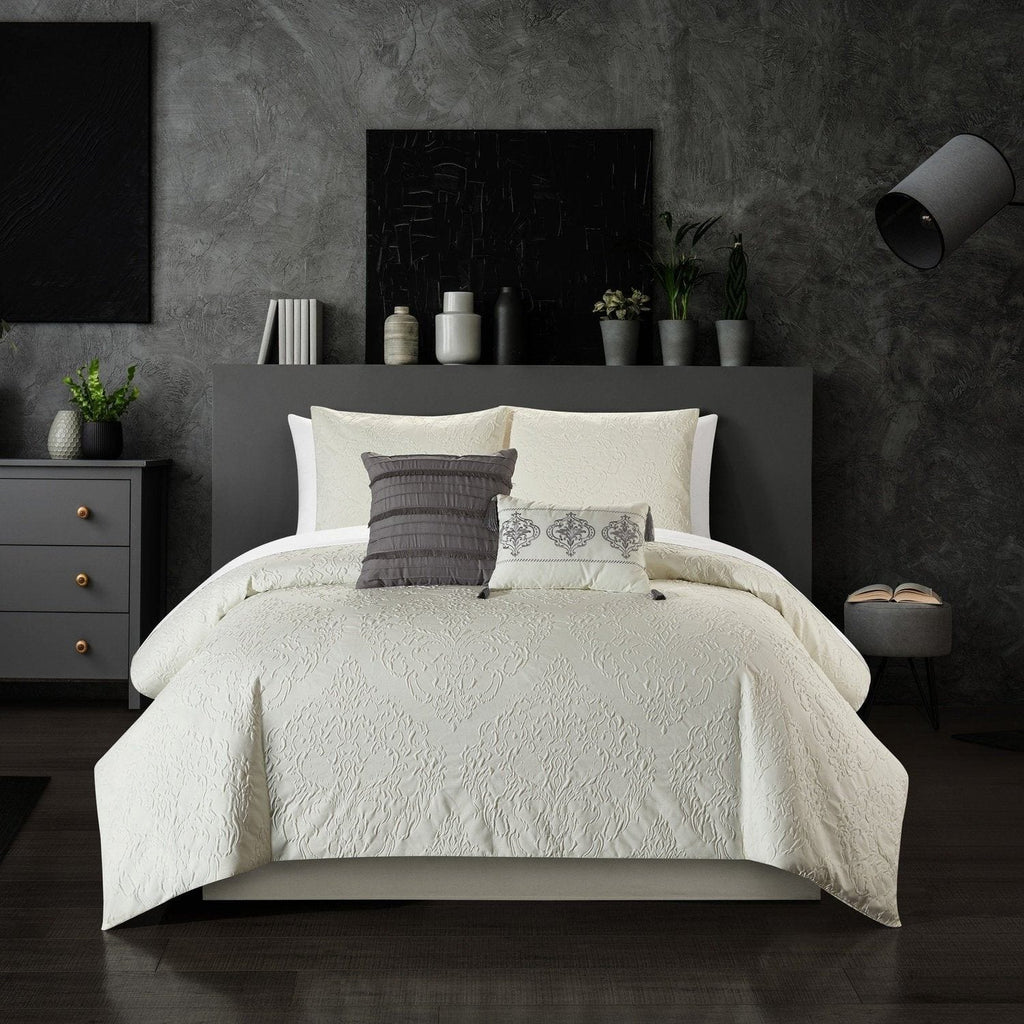 Chic Home Mayflower 5 Piece Scroll Embossed Comforter Set Bedding ...