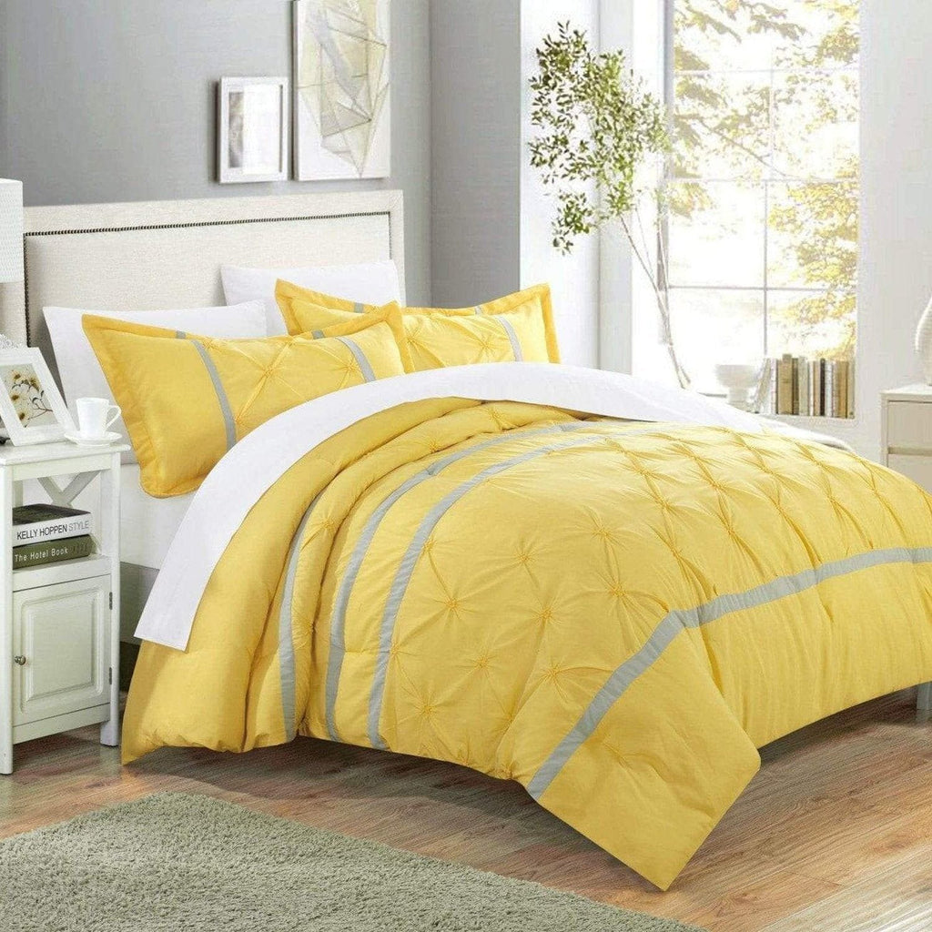 Chic Home Veronica 3 Piece Striped Pintuck Duvet Cover Set Bedding ...