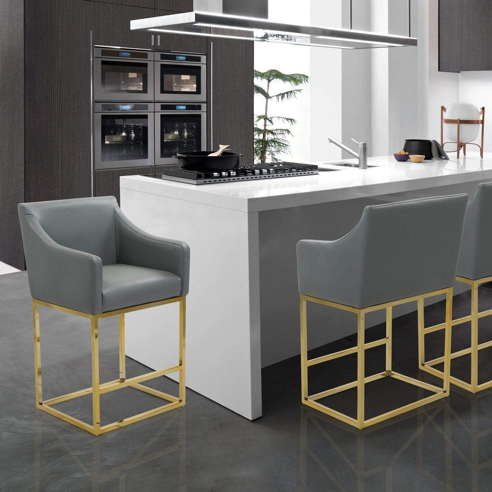 Bluebell Leather Counter Stool Gold Base - TheChicHomeStore – Chic Home ...