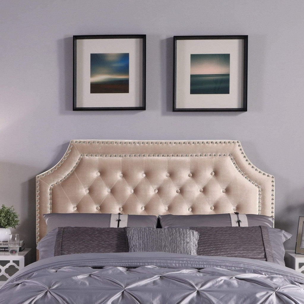 Iconic Home Chava Button Tufted Velvet Upholstered Headboard For Bed ...