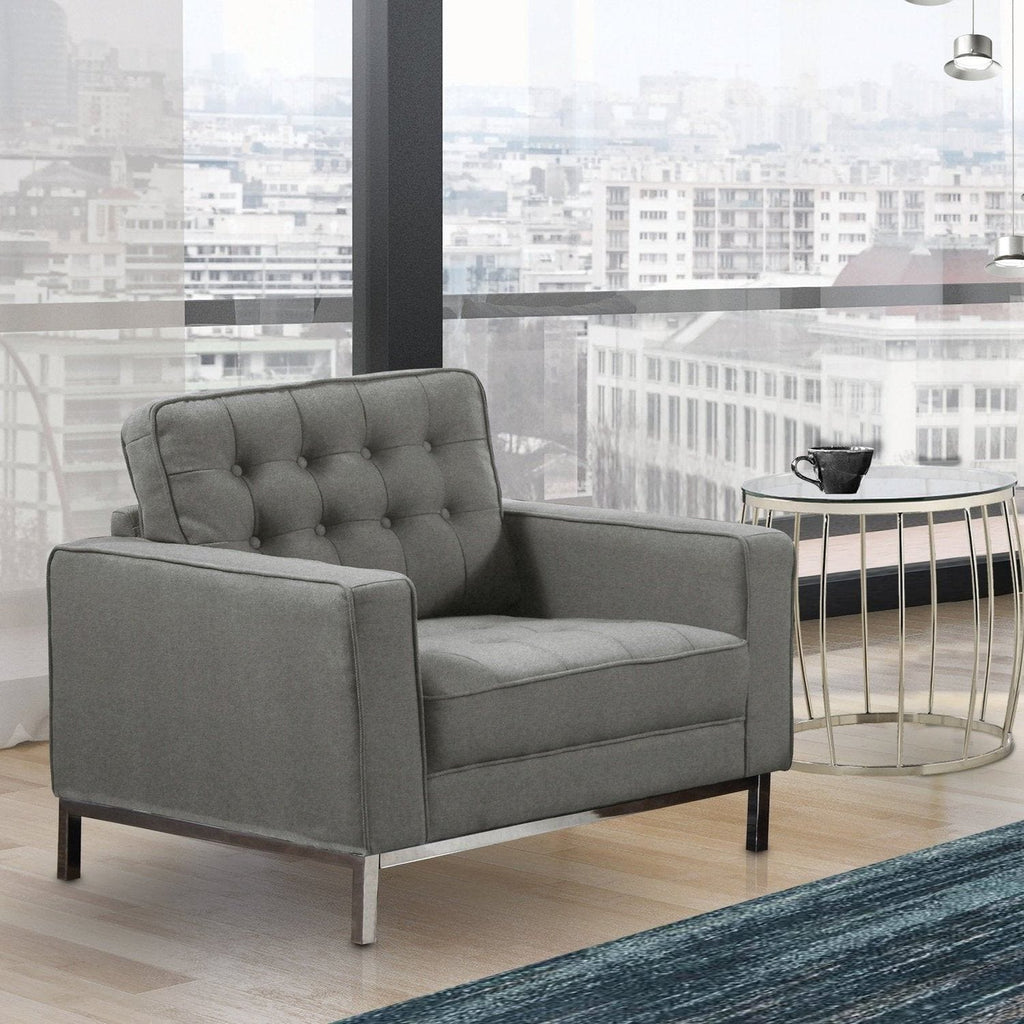 Iconic Home Draper Button Tufted Linen Upholstered Club Chair – Chic ...